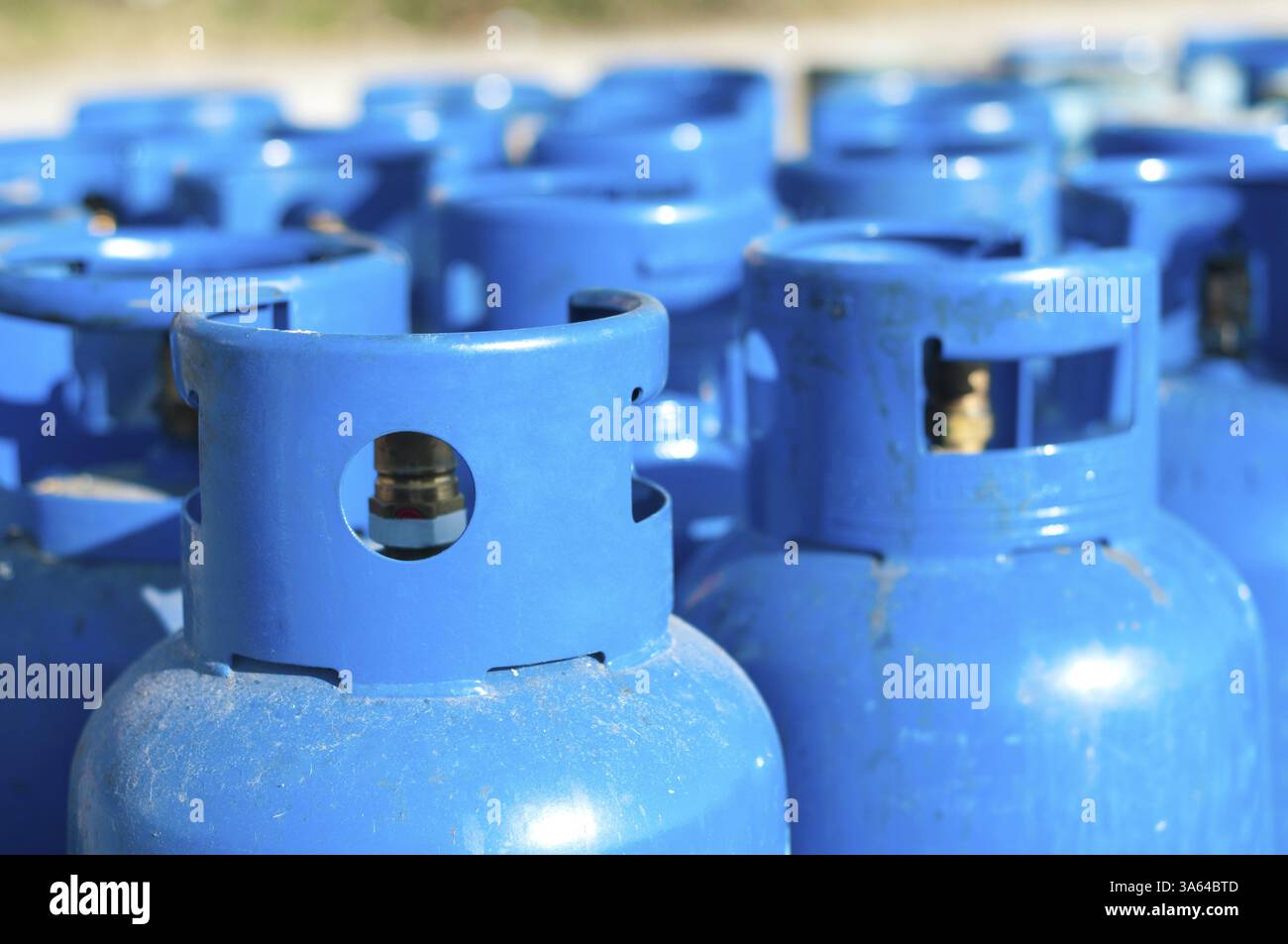 Blue gas balloons. Propane-butane Stock Photo - Alamy