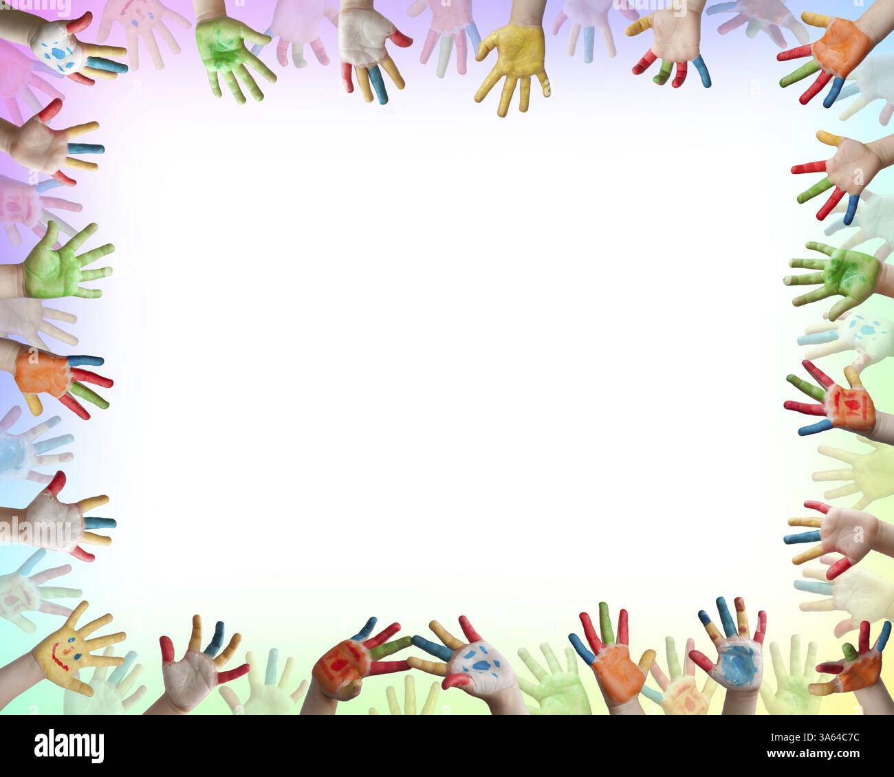 Painted colorful hands . Frame with hands Stock Photo - Alamy