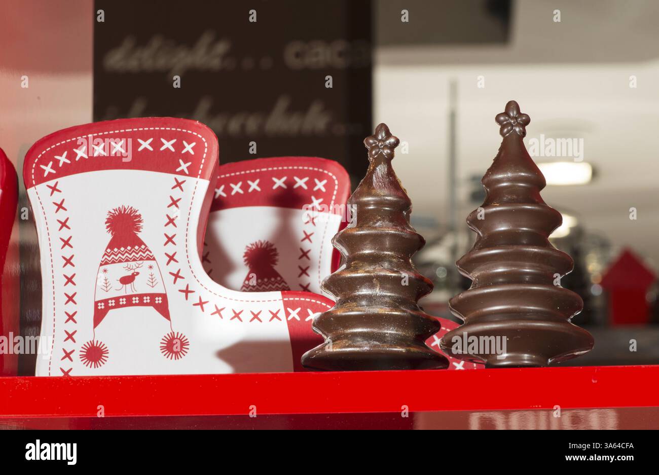 Chocolate Christmas Trees. Brown chocolate. Bulgaria Stock Photo - Alamy