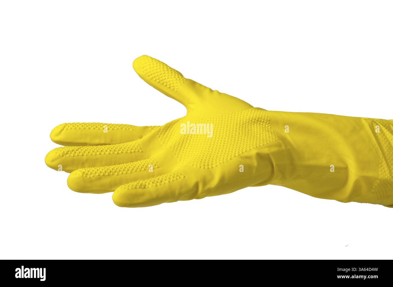 Household yellow gloves. White isolated hand with gloves Stock Photo ...
