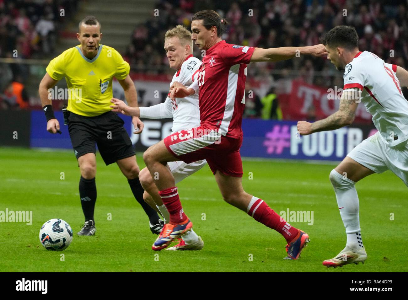 Malta's Alexander Satariano, center, and Poland's Karol Swiderski, left ...