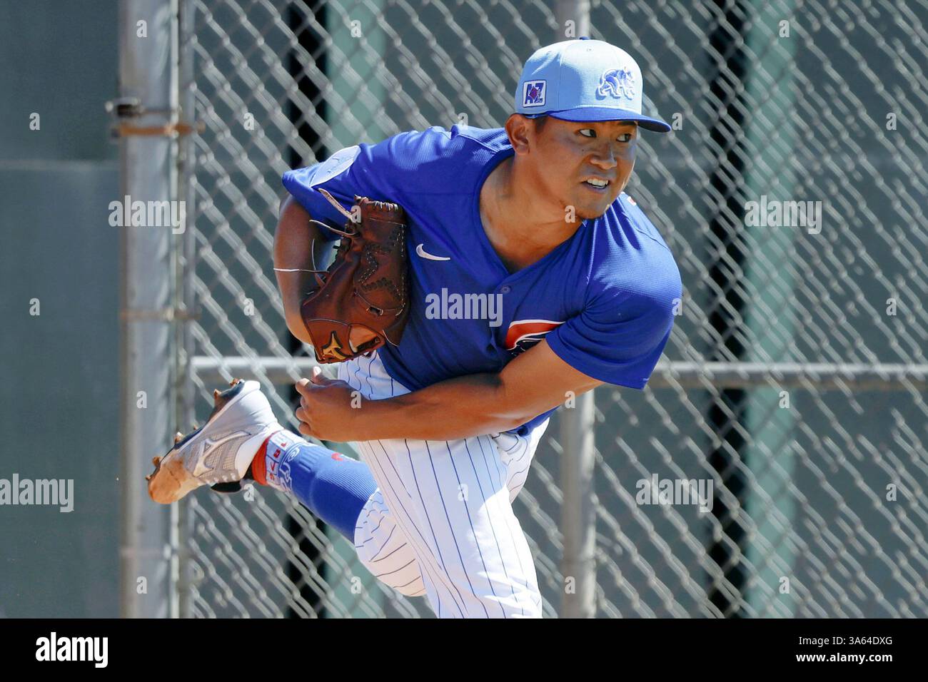 Chicago Cubs pitcher Shota Imanaga throws a bullpen session during ...