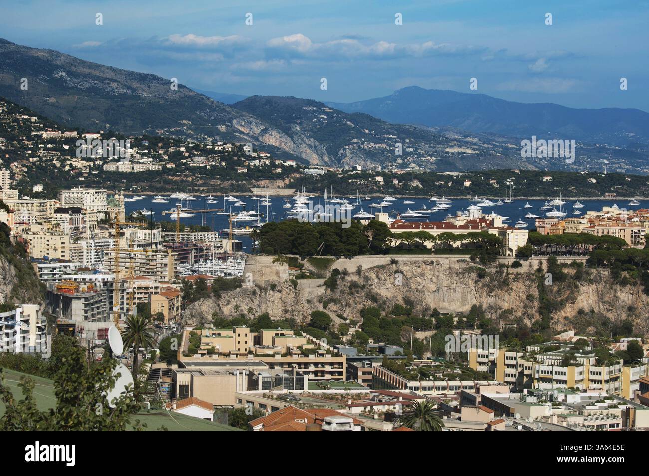 View of Monaco and many yachts in the bay Stock Photo - Alamy