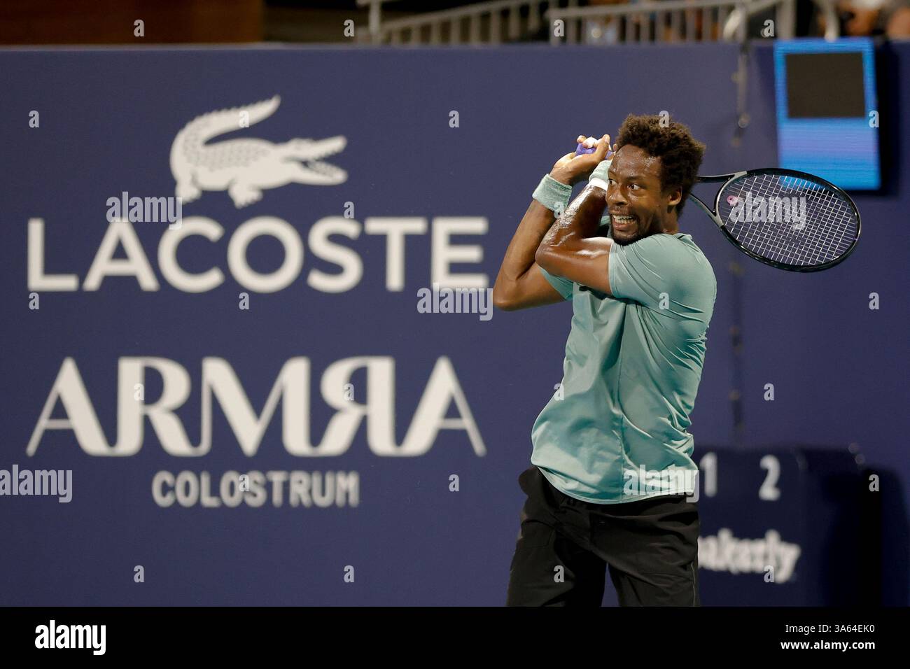 MIAMI GARDENS, FL - MARCH 23: Gael Monfils (FRA) in action during round ...