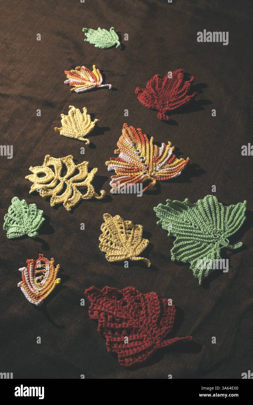 Knitted autumn leaves on hi-res stock photography and images - Alamy