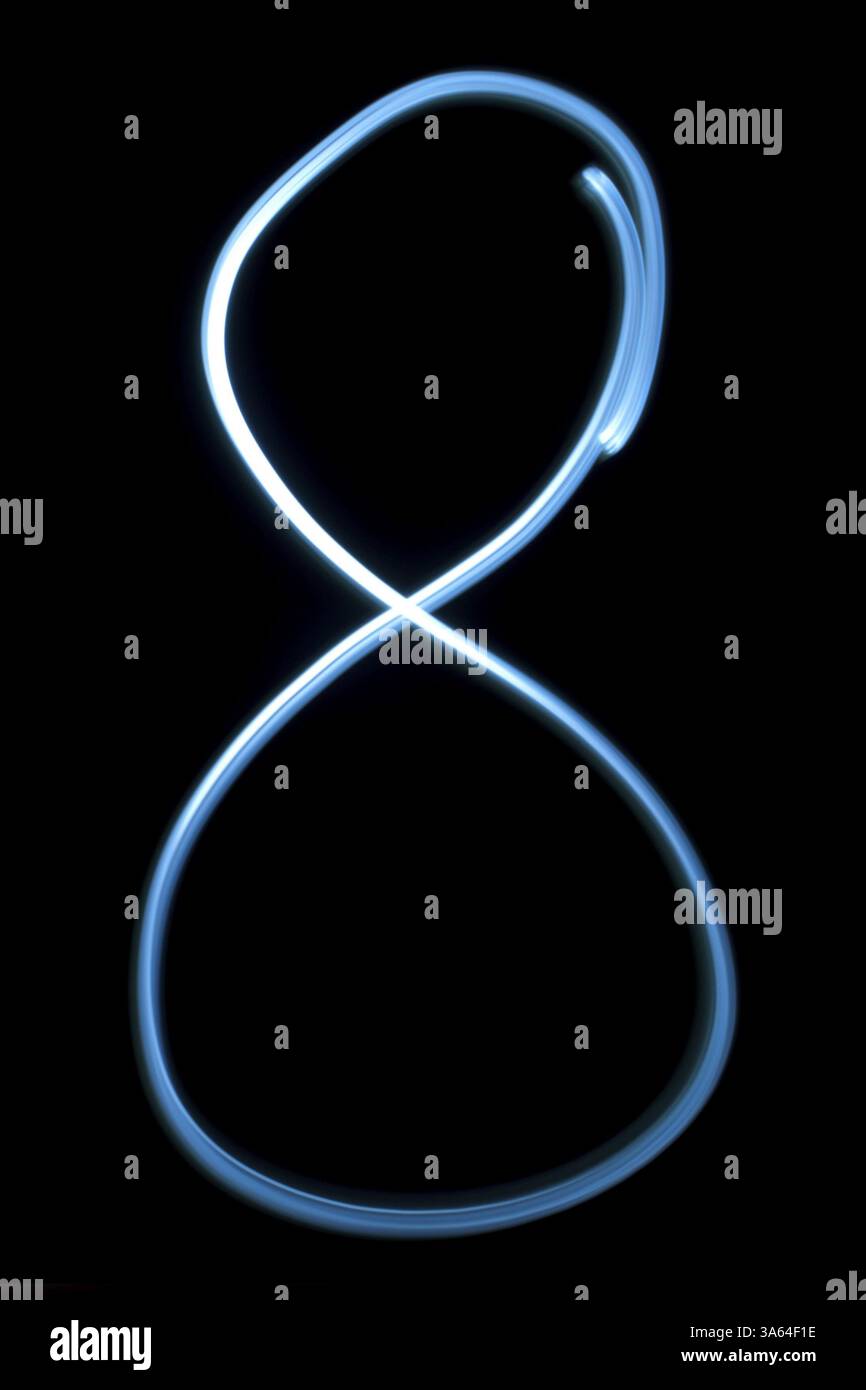 Number eight digit from natural neon light Stock Photo - Alamy