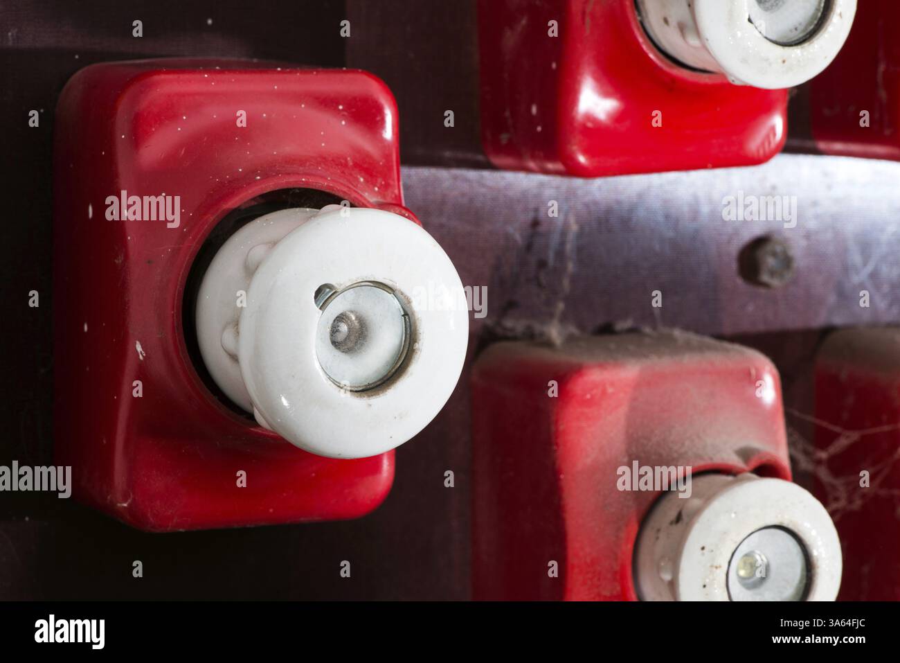 Red vintage electrical fuse. Switchboard Stock Photo - Alamy