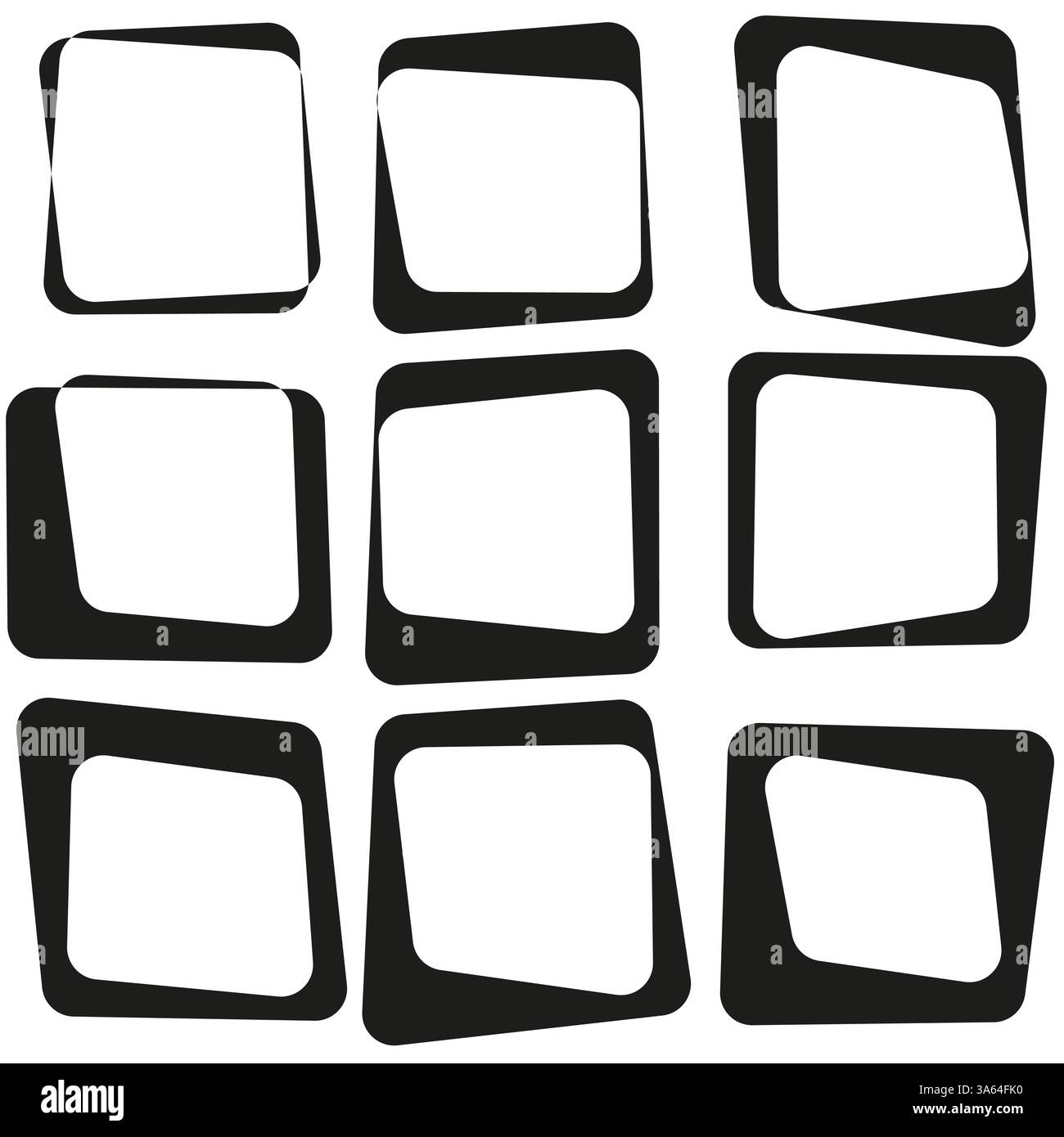 Distorted square icons. Abstract geometric set. Black shape collection ...