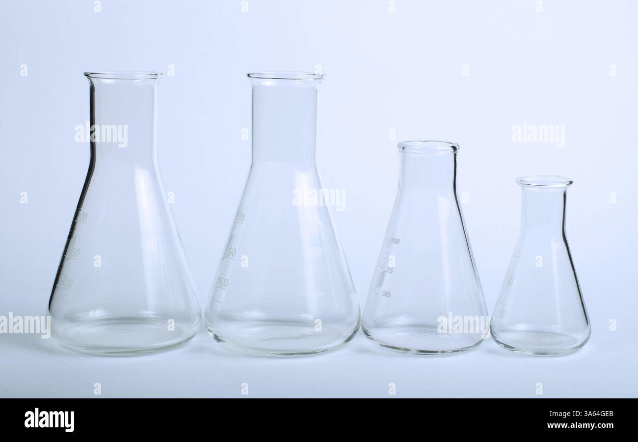 Empty glass laboratory utensils.Laboratory beakers on white background ...