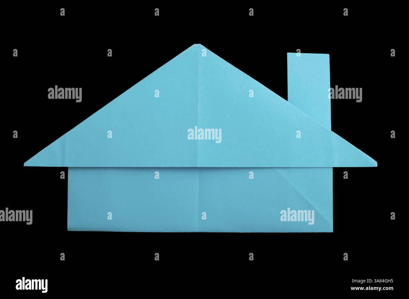 Blue house paper made folded origami style Stock Photo - Alamy