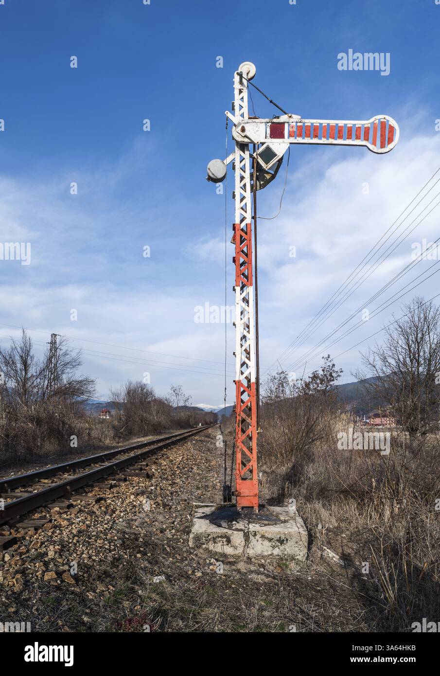 Train Semaphore mechanical. Vintage semaphore Stock Photo - Alamy