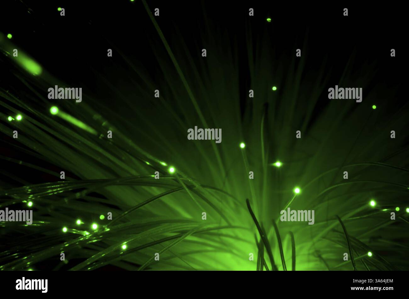 Optical fibers of fiber optic cable. Internet technology. Green color ...