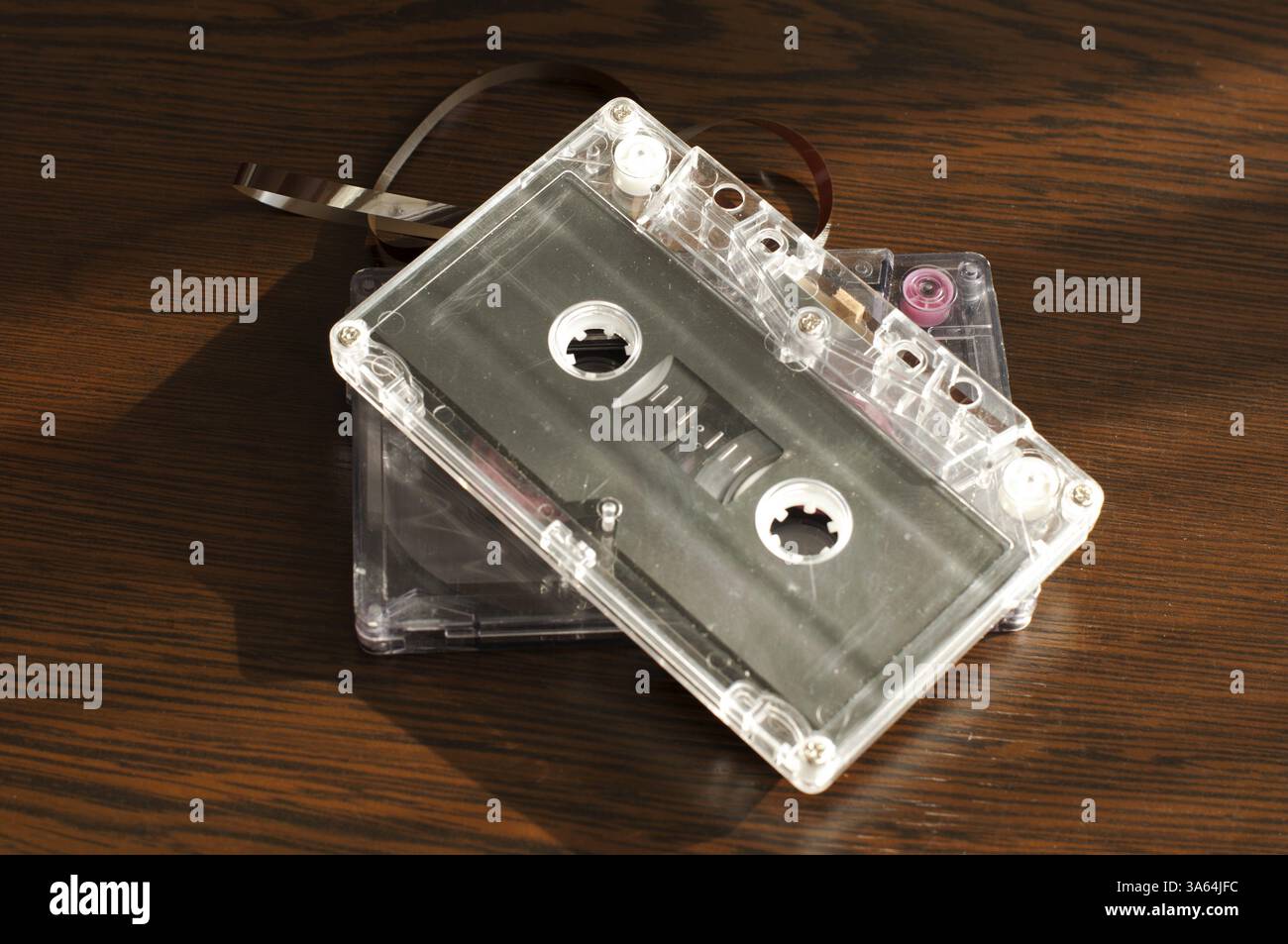 Audio tape cassettes with subtracted out tape. Old broken cassette ...