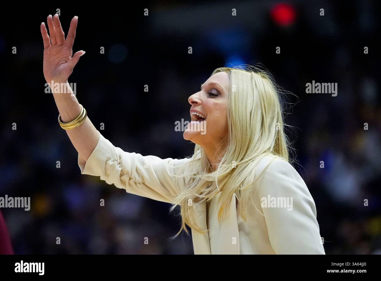 Florida State head coach Brooke Wyckoff calls out from the bench during ...