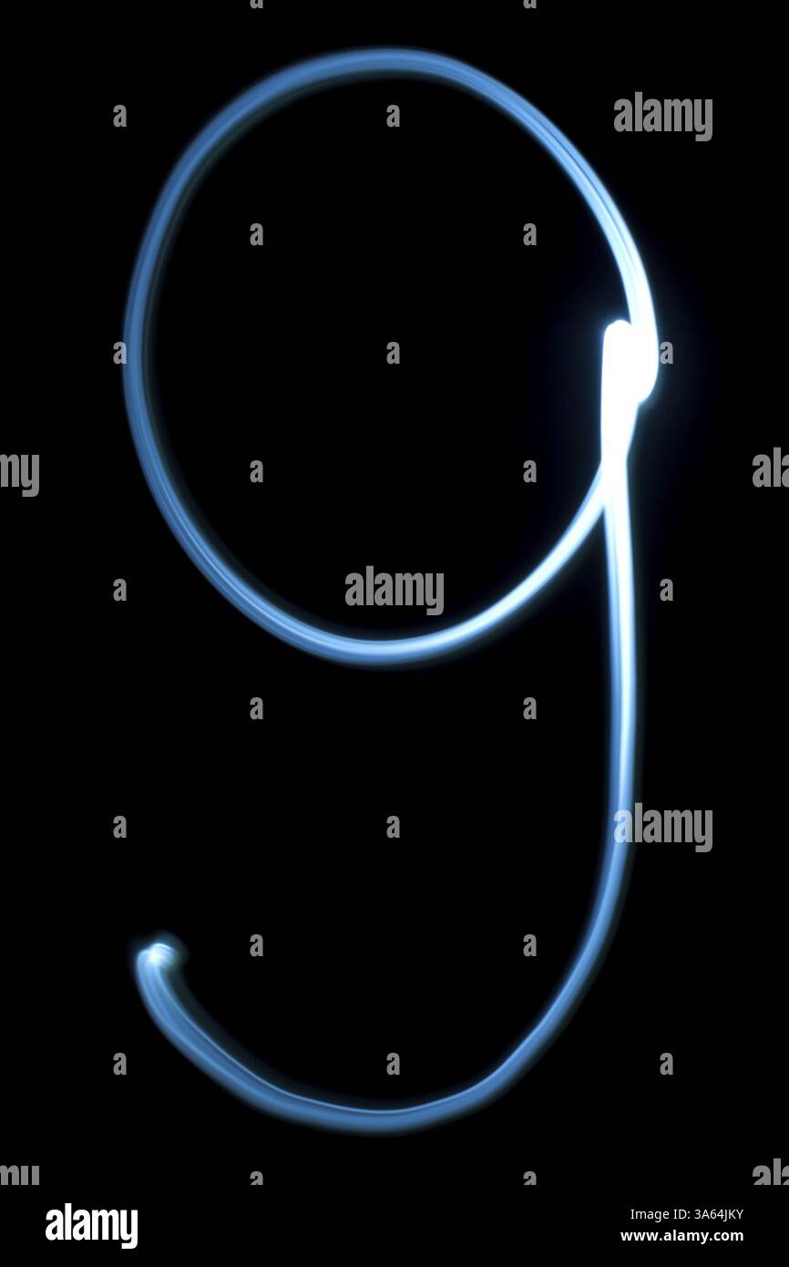 Number nine digit from natural neon light Stock Photo - Alamy