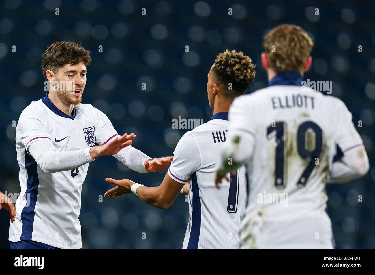 West Bromwich on Monday 24th March 2025. England U21s celebrate the ...