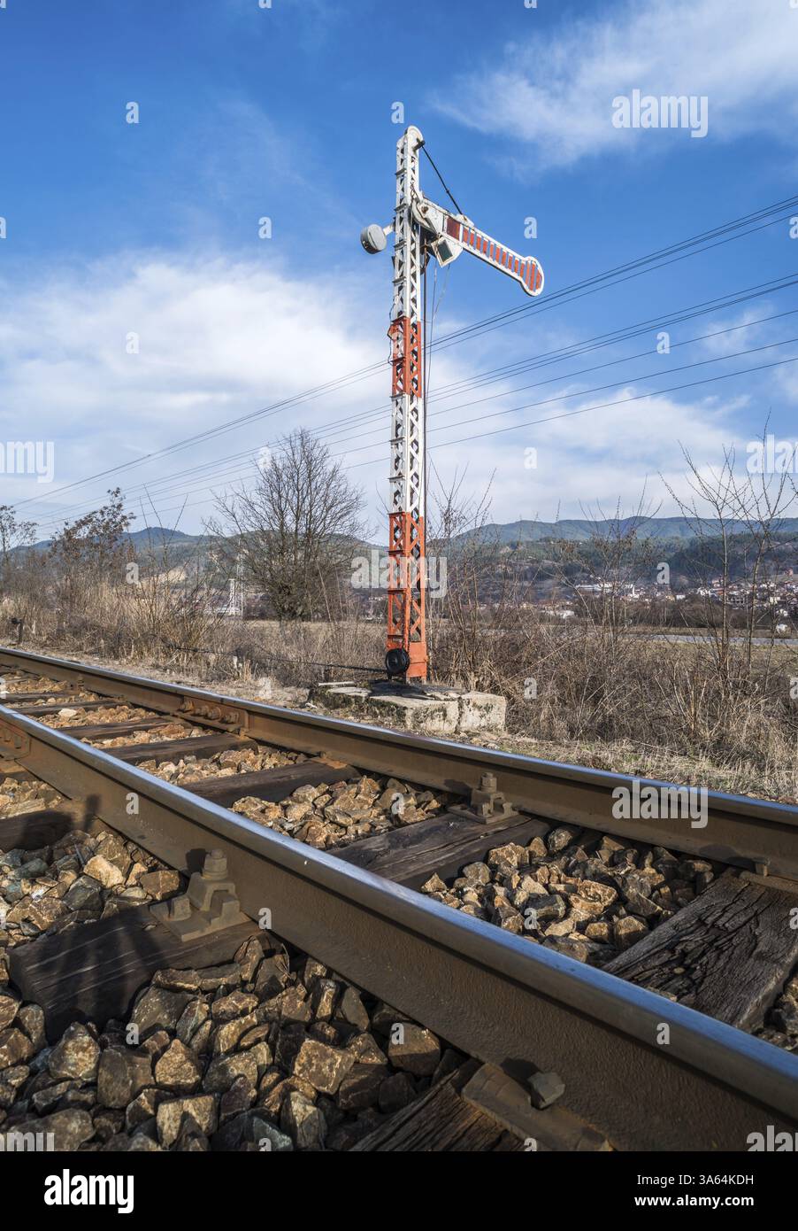Train Semaphore mechanical. Vintage semaphore Stock Photo - Alamy