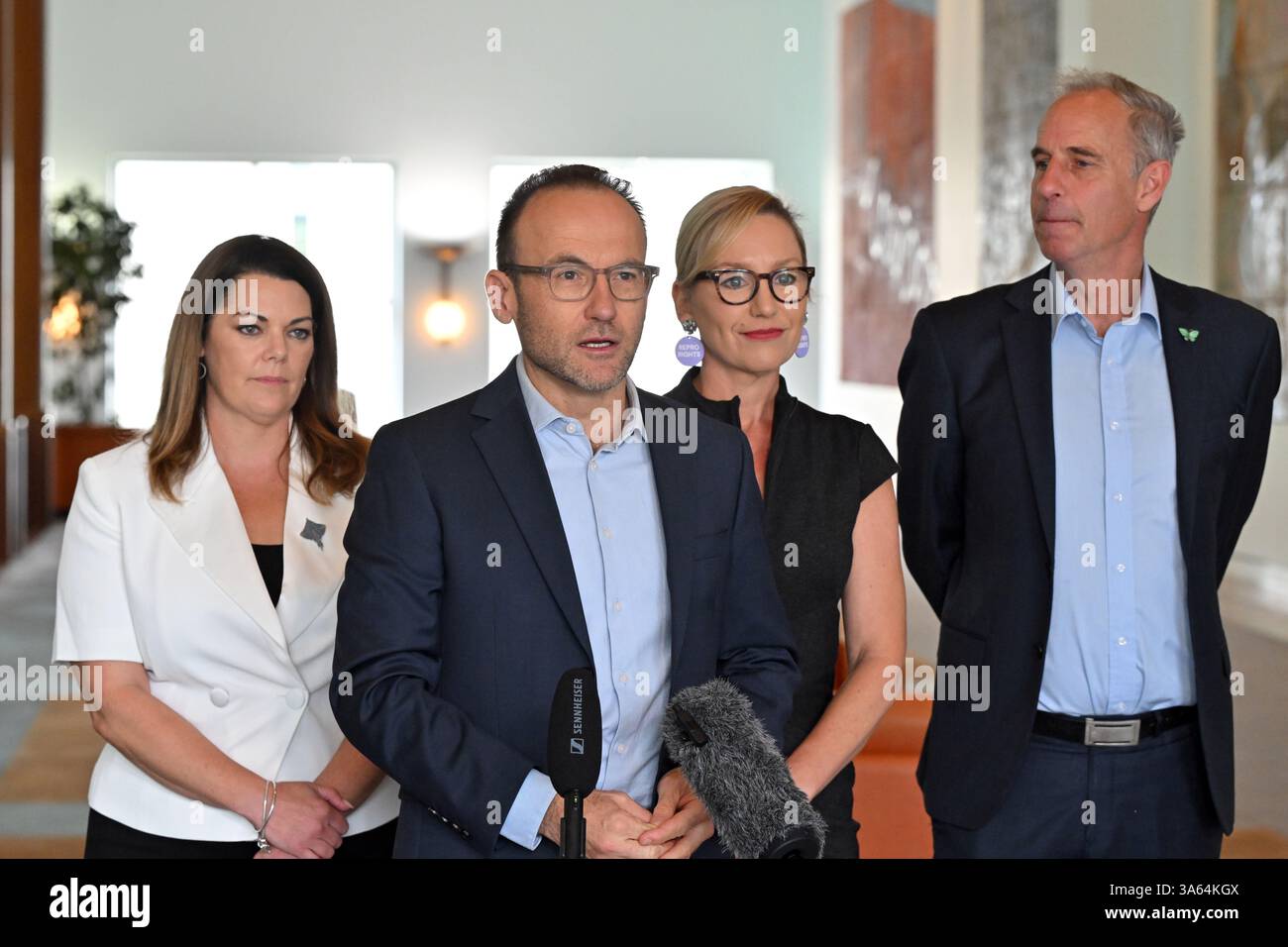 Canberra, Australia. 25th Mar, 2025. Greens Senator Sarah Hanson-Young ...