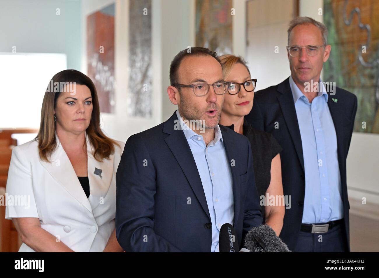 Canberra, Australia. 25th Mar, 2025. Greens Senator Sarah Hanson-Young ...