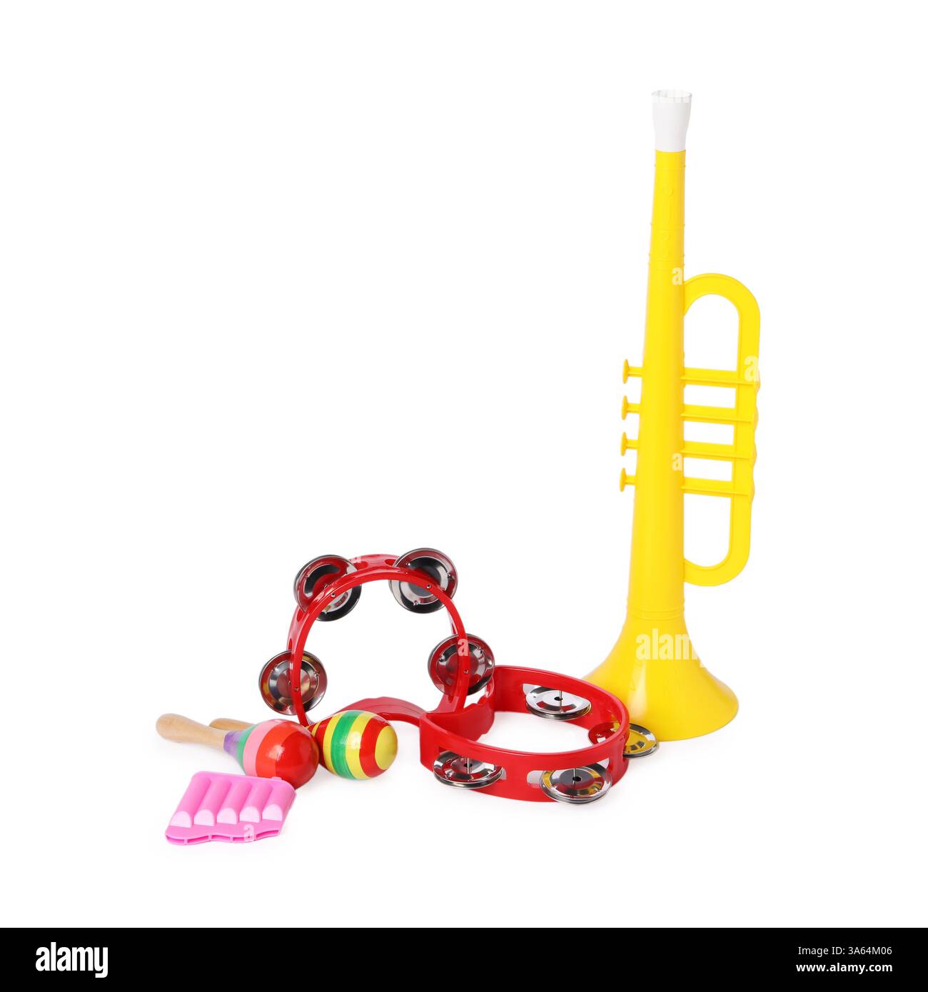 Colorful toy musical instruments isolated on white Stock Photo - Alamy