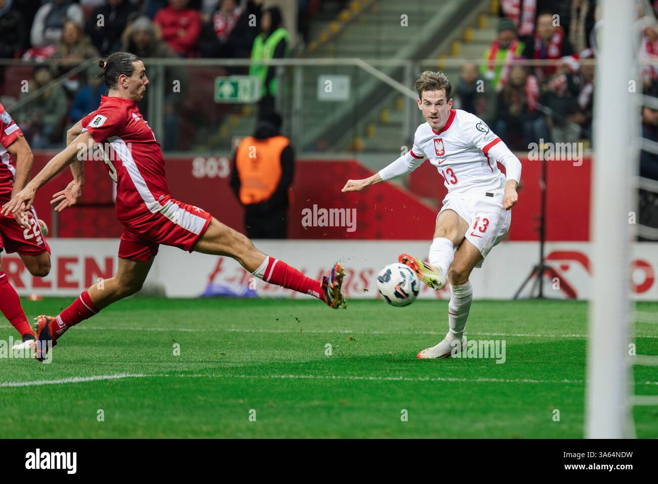 Alexander Satariano (L) of Malta and Jakub Kaminski (R) of Poland are ...