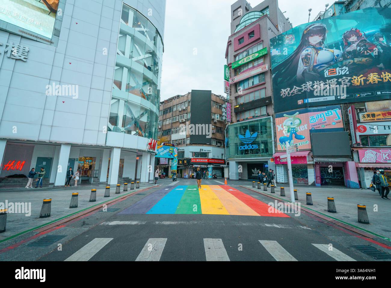 The famous Rainbow Crosswalk of Taipei - LGBTQ Stock Photo - Alamy