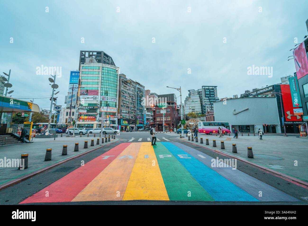 The famous Rainbow Crosswalk of Taipei - LGBTQ Stock Photo - Alamy