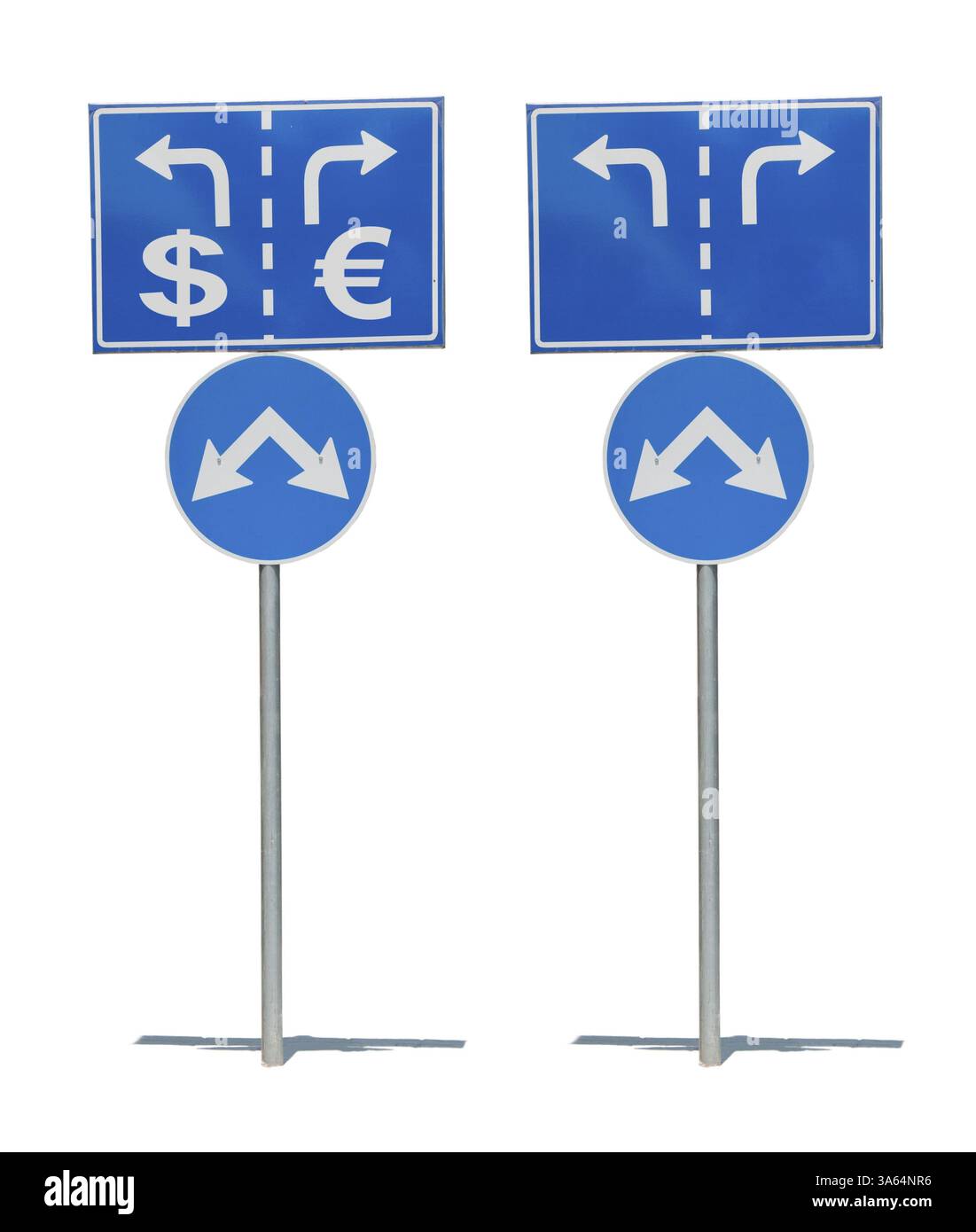 Crossroads Road Sign, Two Arrow.White isolated Stock Photo - Alamy