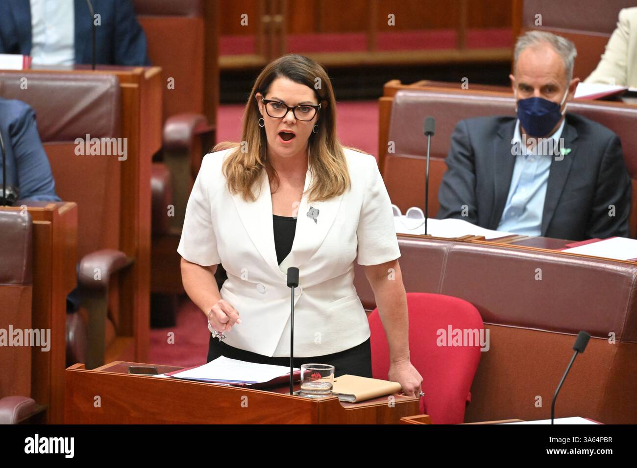 Canberra, Australia. 25th Mar, 2025. Greens Senator Sarah Hanson-Young ...