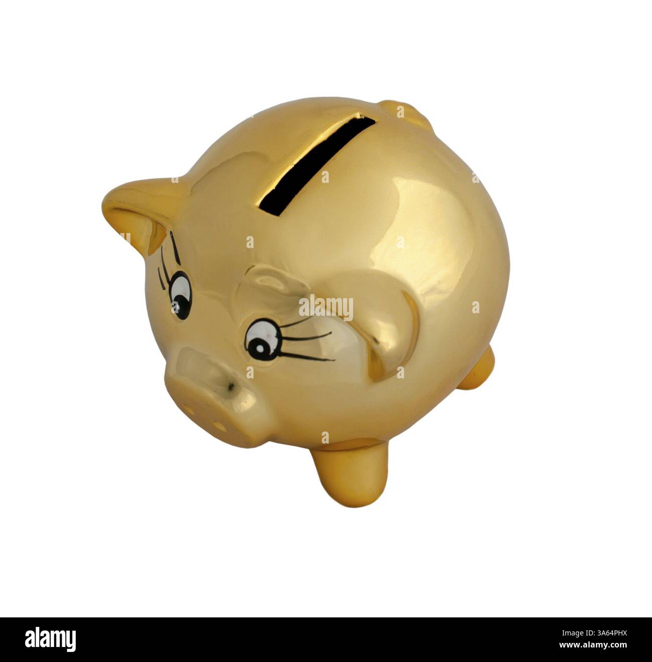 Gold color money box pig Stock Photo - Alamy