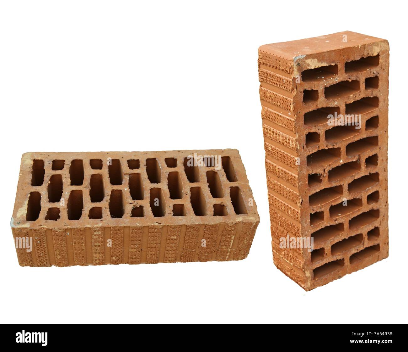 Brick in two views isolated on white.One horizontal and one vertical ...