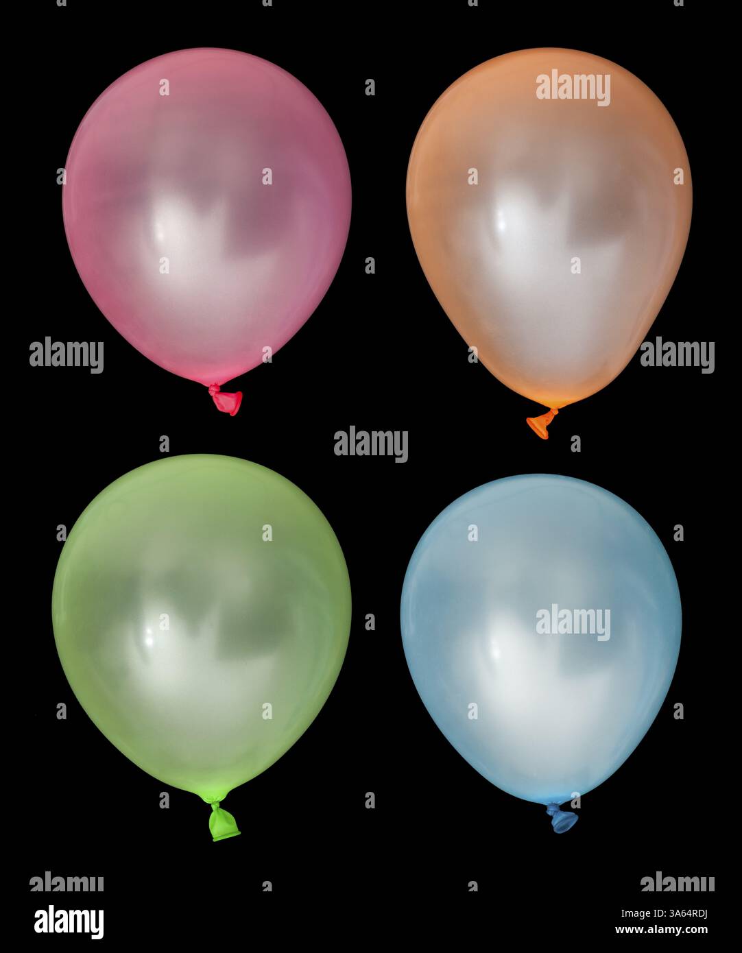 Set of inflated balloons from different colors. Black isolated Stock ...
