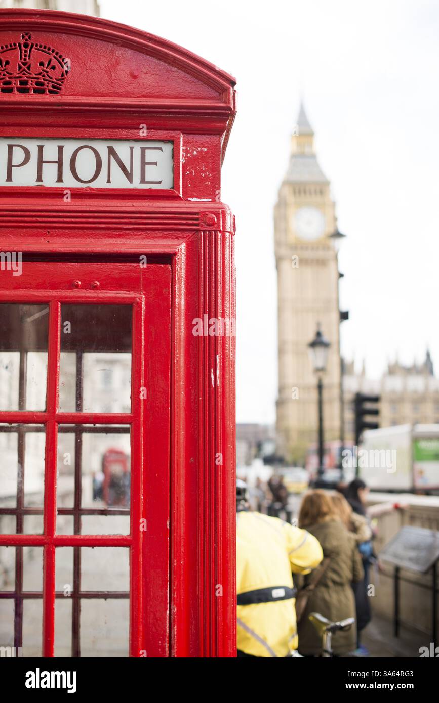 Big ben and red phone cabine in London Stock Photo - Alamy
