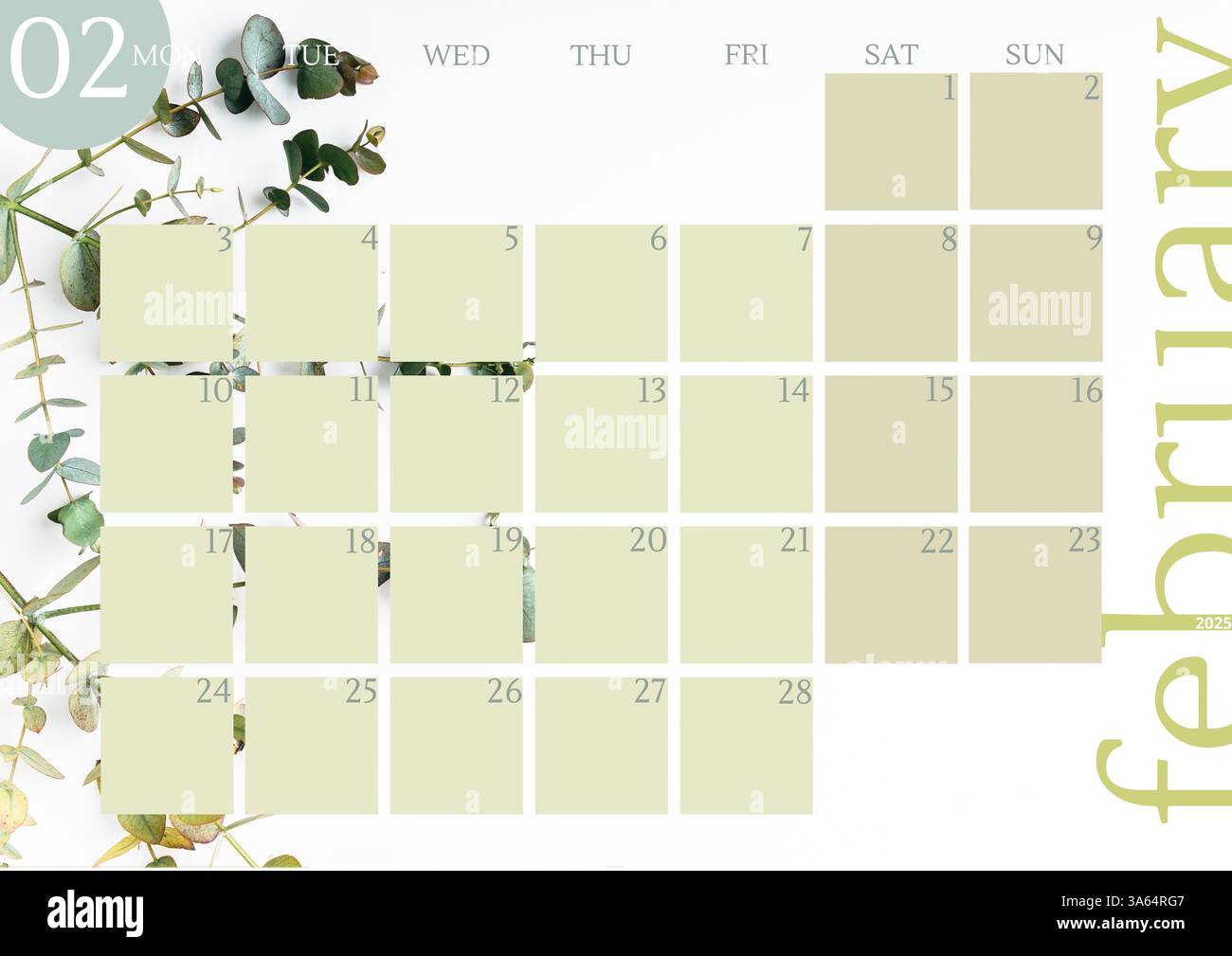 Calendar February 2025 Botanical. Nature Inspired Planner for ...