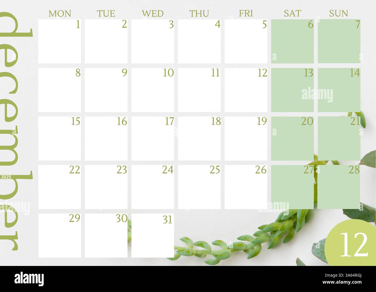 Calendar December 2025 Botanical. Nature Inspired Planner for ...