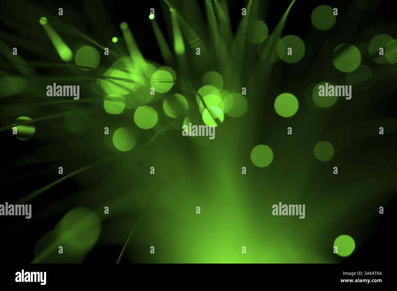 Optical fibers of fiber optic cable. Internet technology. Green color ...