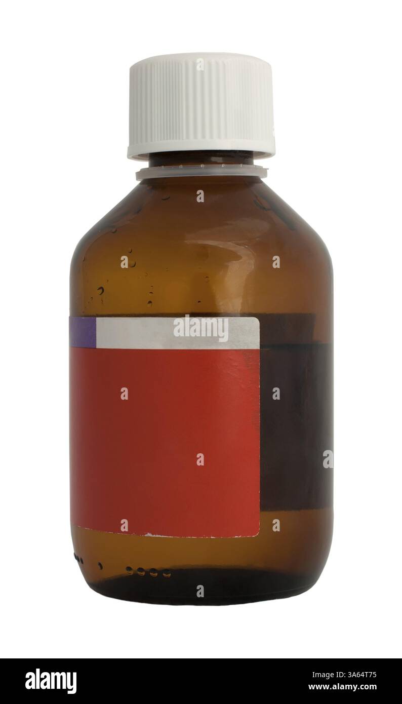 Brown medical bottle of medicine. White isolated Stock Photo - Alamy