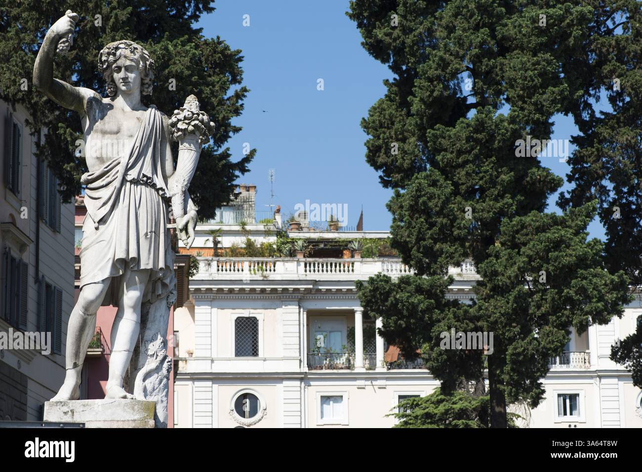 Piazza del Popolo, Rome. Architectural details and stone figures Stock ...