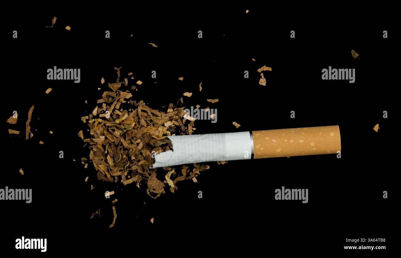 Crumpled cigarette and tabaco Stock Photo - Alamy