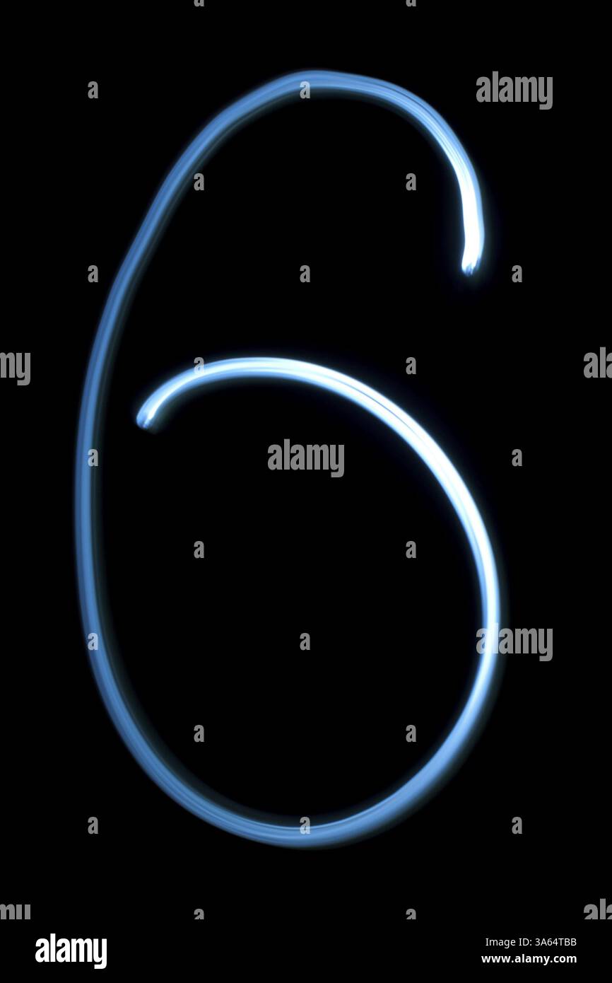 Number six digit from natural neon light Stock Photo - Alamy