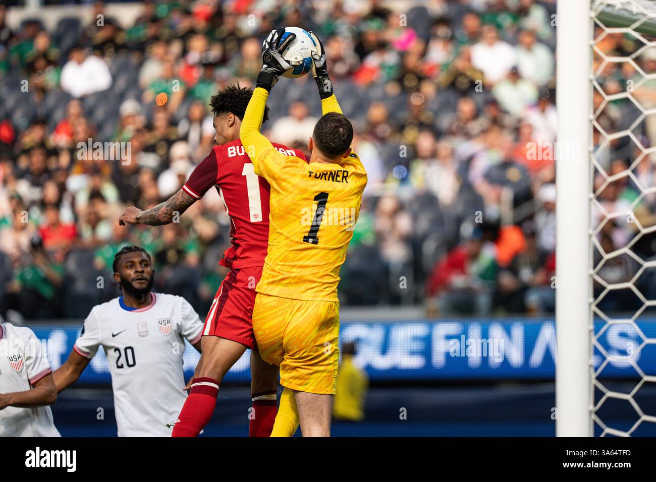 United States goalkeeper Matt Turner (1) secures a corner kick from ...