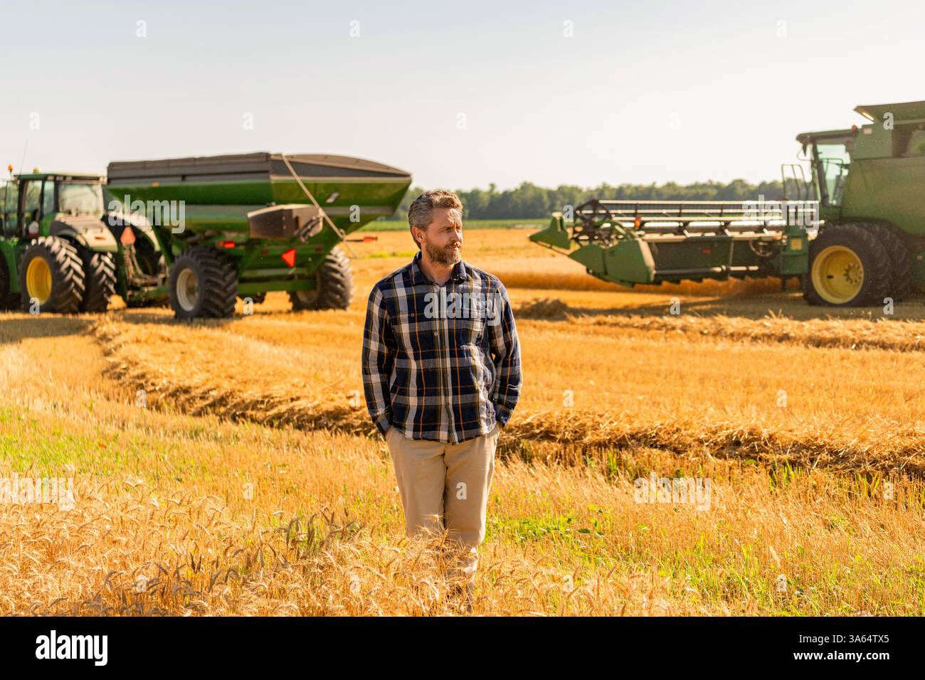 Crop protection. Agriculture farm. Farm man at wheat field. Crop ...