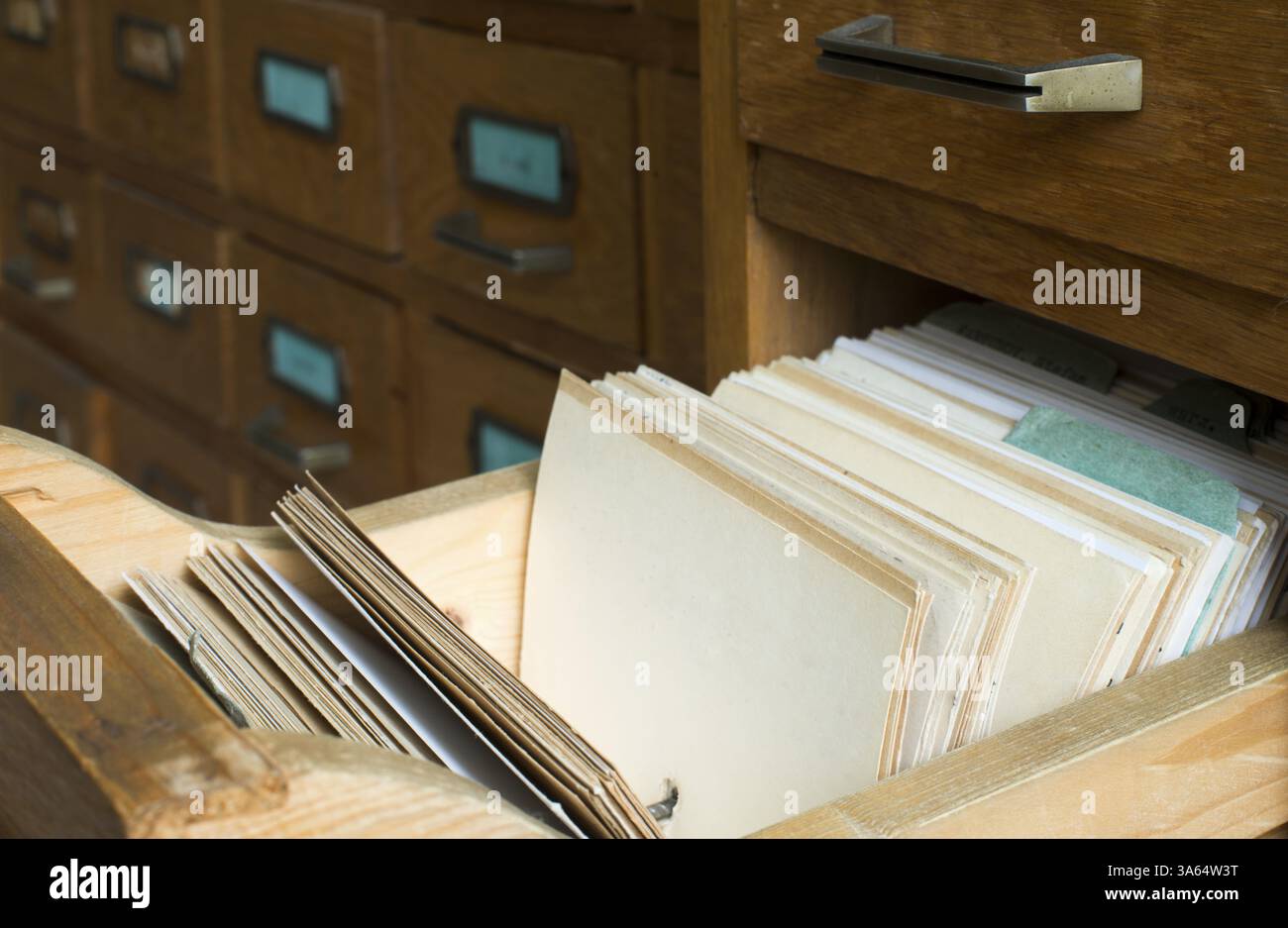 Old archive with wooden drawers Stock Photo - Alamy