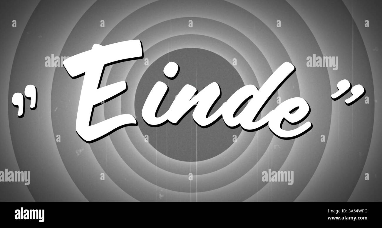 Retro-style Einde text with vintage film reel background, classic ...