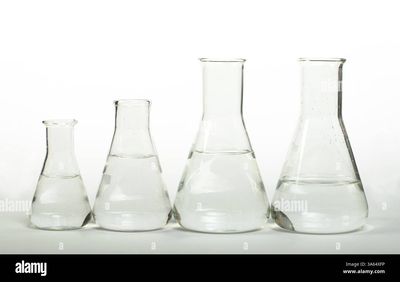 Empty glass laboratory utensils.Laboratory beakers on white background ...