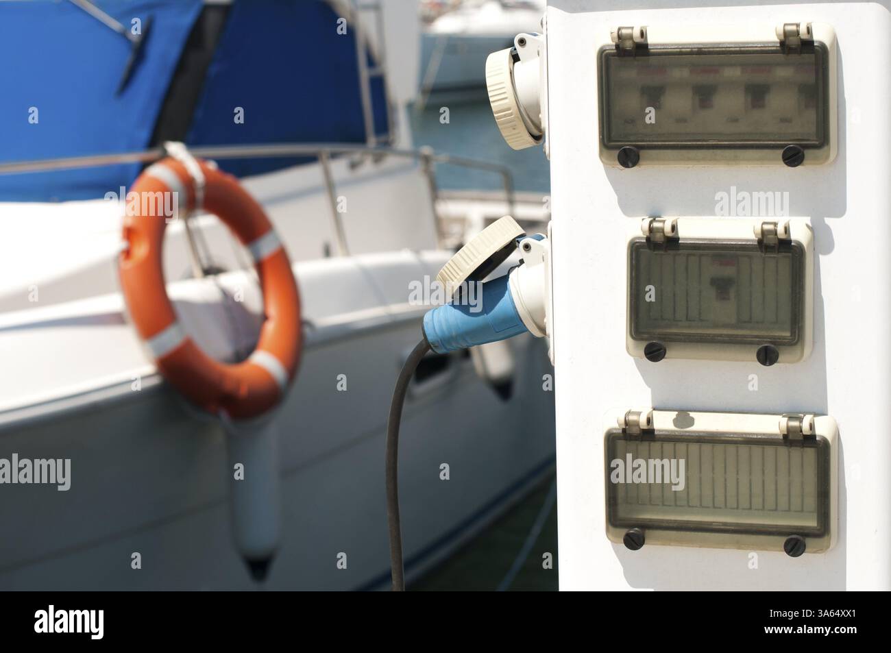Power connector for ships and yachts. Marina Stock Photo - Alamy