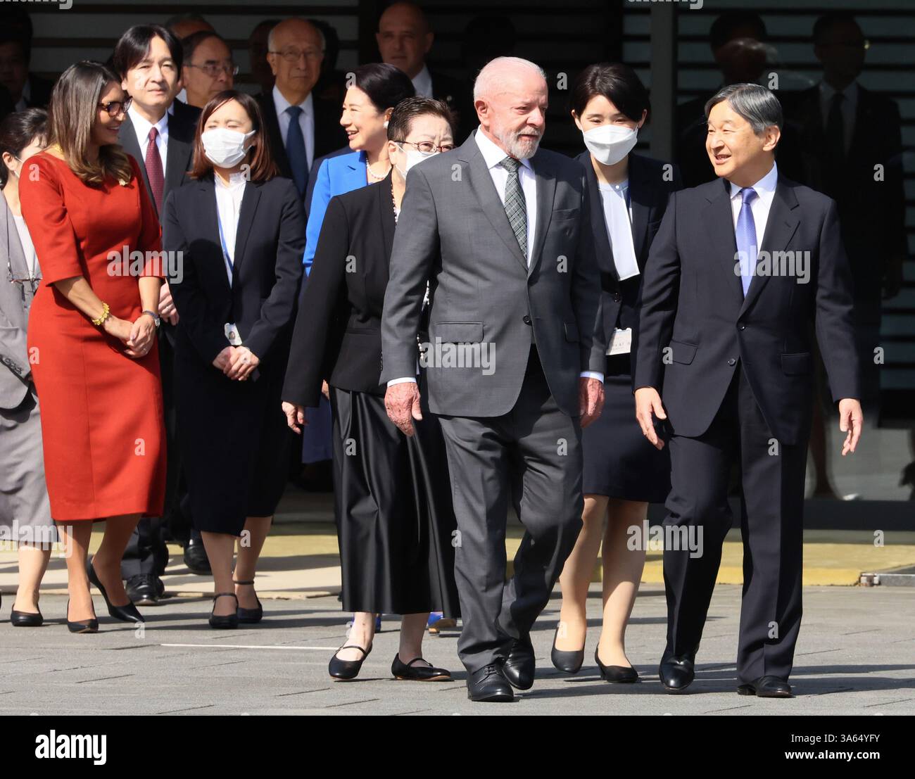 Brazilian President Luiz Inacio Lula da Silva, front left, walks with ...