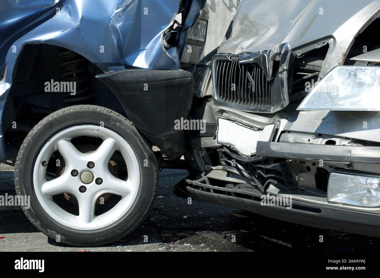Two crashed cars close up Stock Photo - Alamy