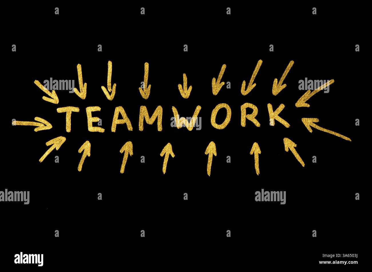 Teamwork text and strokes over black. Teamwork and social network ...