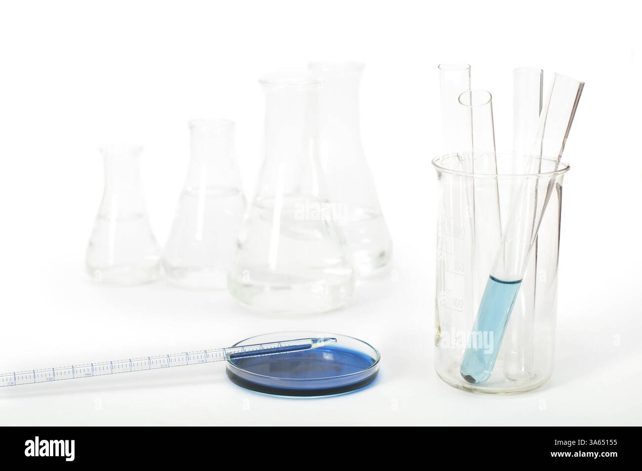 Laboratory glassware equipment. Laboratory beakers and tubes Stock ...